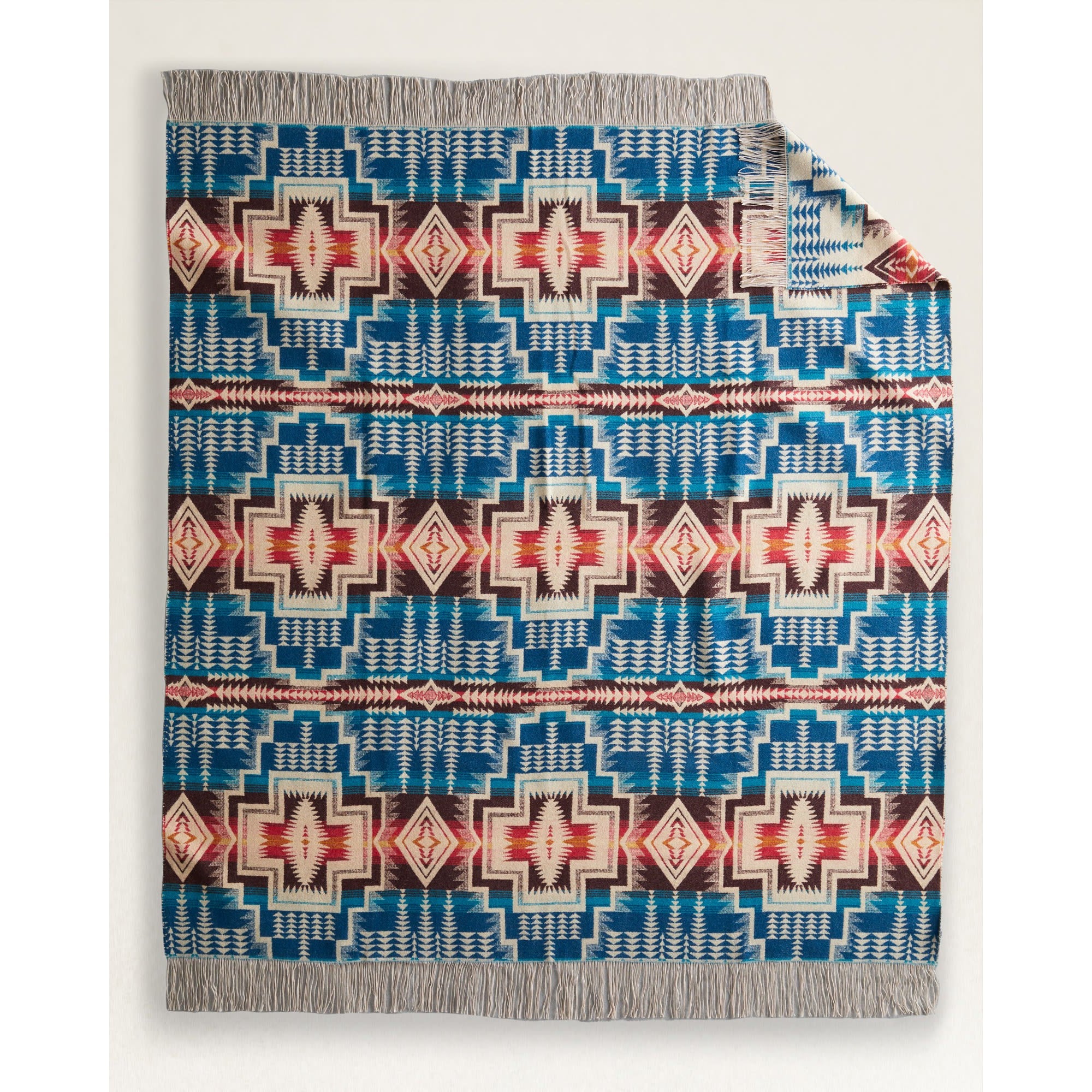 Pendleton Royal Blue Harding Star Fringed Throw – West 20 Saddle Co.